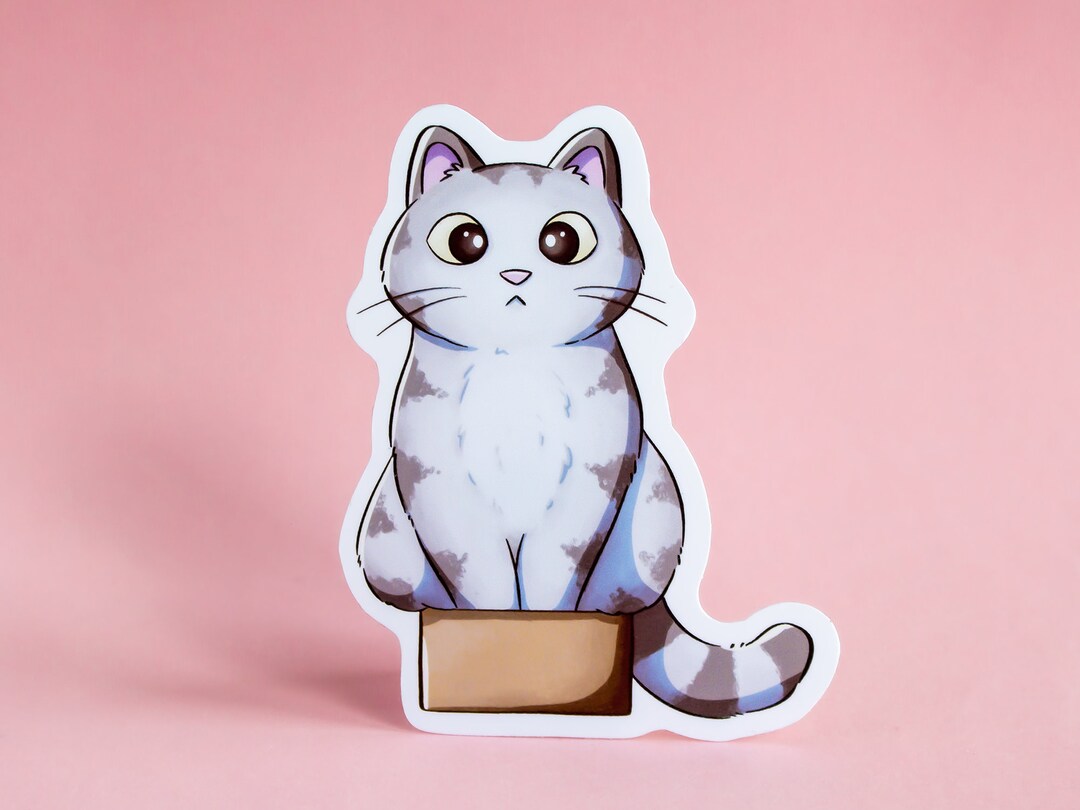 Cute Cat in Small Box - Cat Sticker - Laptop Stickers - Gift for Cat ...