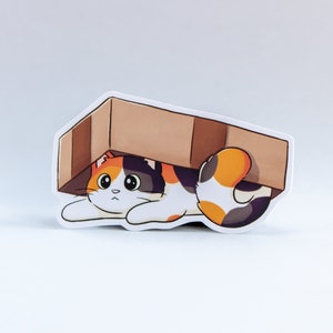 Calico Cat Under Box Sticker - Cute Cat Sticker - Calico Cat Sticker ...