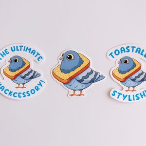 Pigeon Sticker - Pigeon With Bread - Funny Pigeon - Pigeon Toast ...