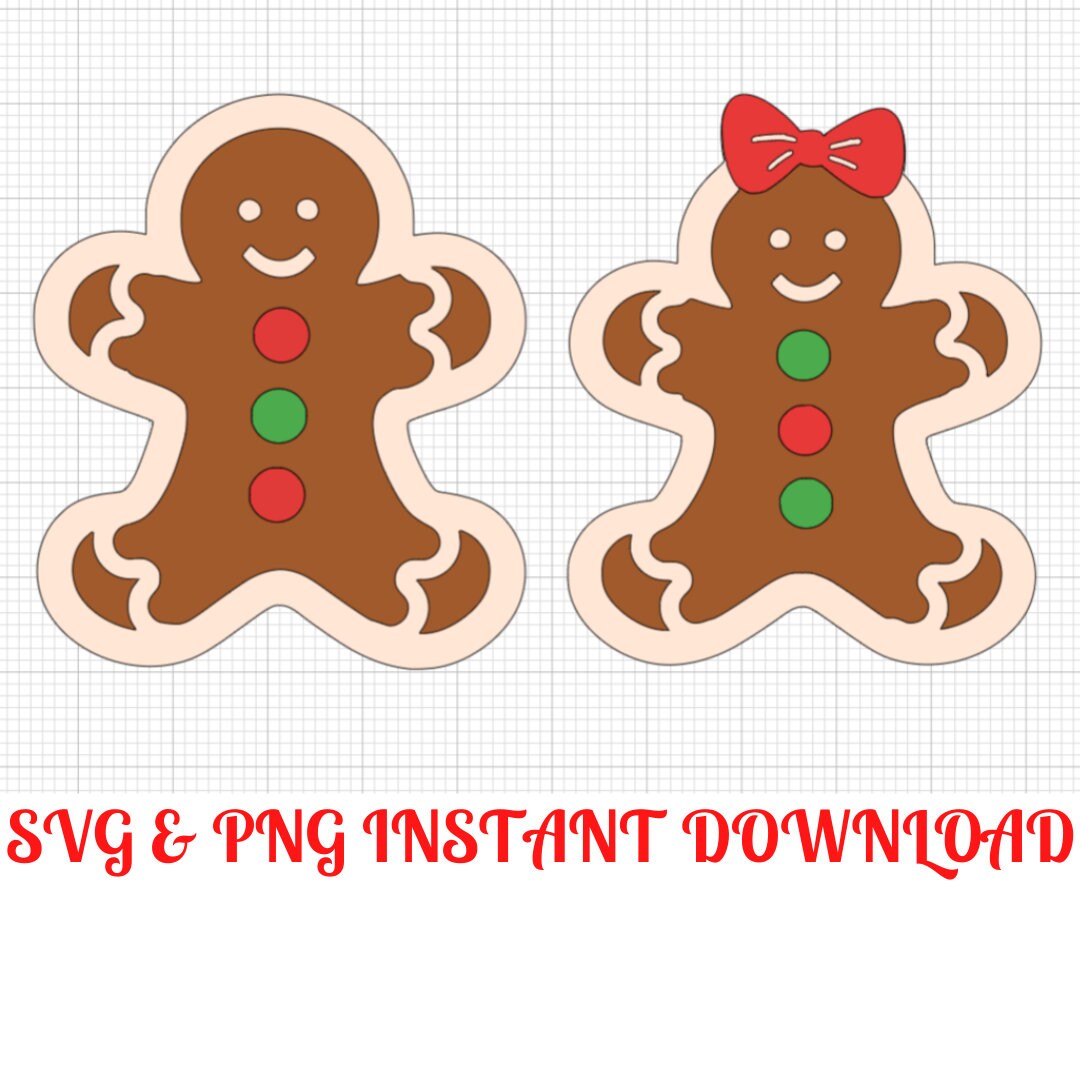 Gingerbread SVG, Christmas SVG and PNG Files Cute Gingerbread Couple ...