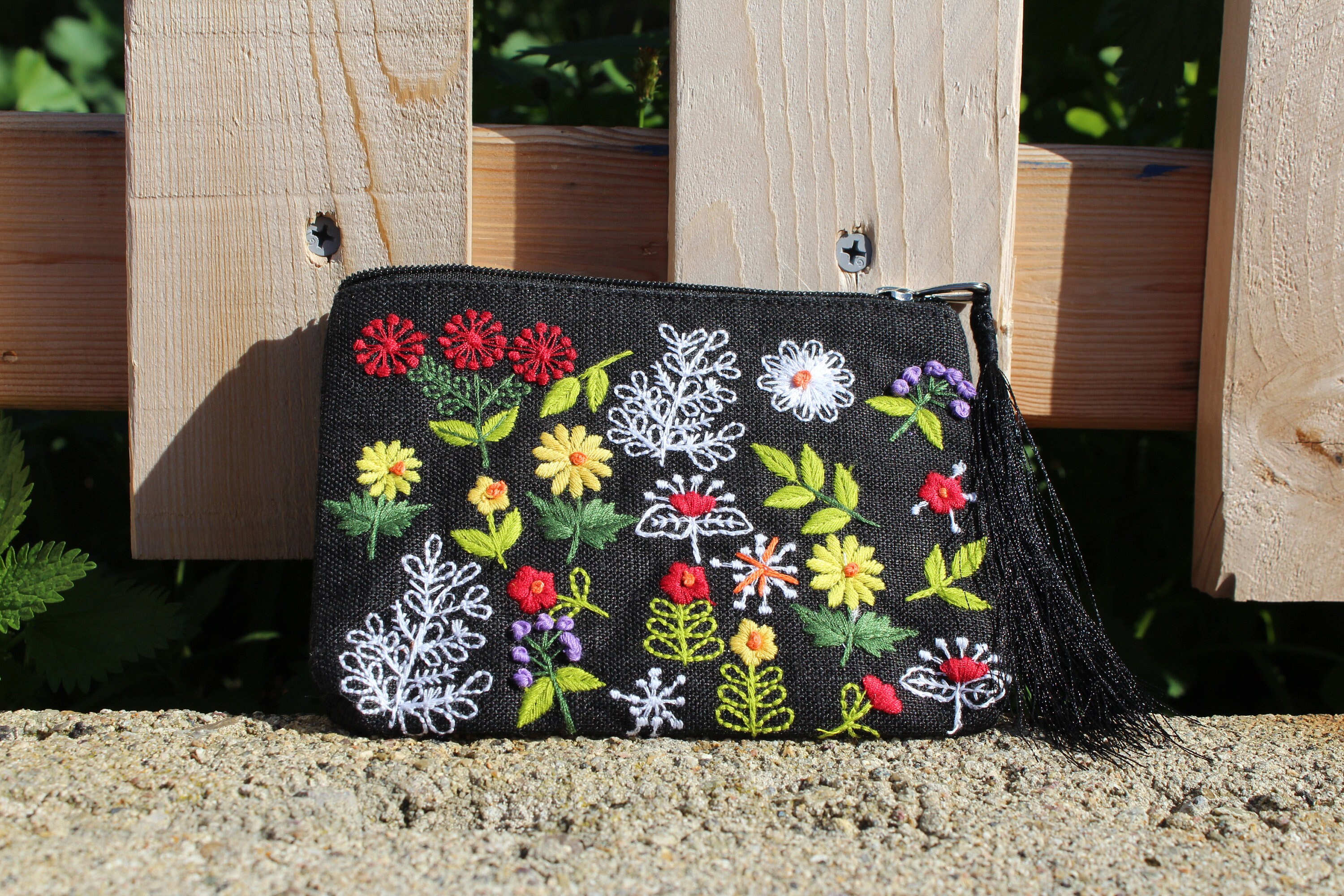 Embroidered Coin Pouch With Zipper Embroidered Purse Floral - Etsy