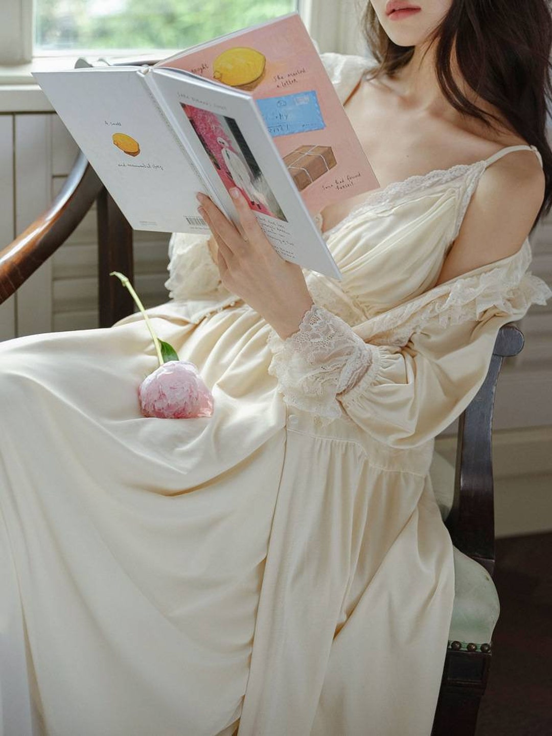 LUXURY BRIDAL PRINCESS Cotton Victorian Nightgown, Bridgeton Robe Set ...