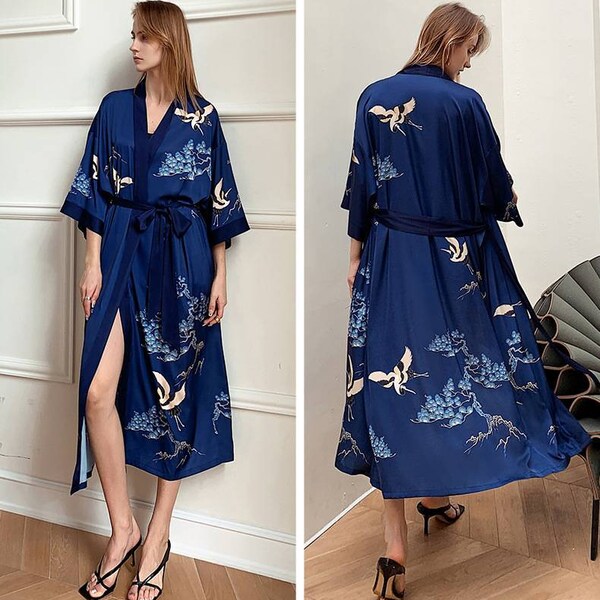 Floral Satin Robe - Etsy