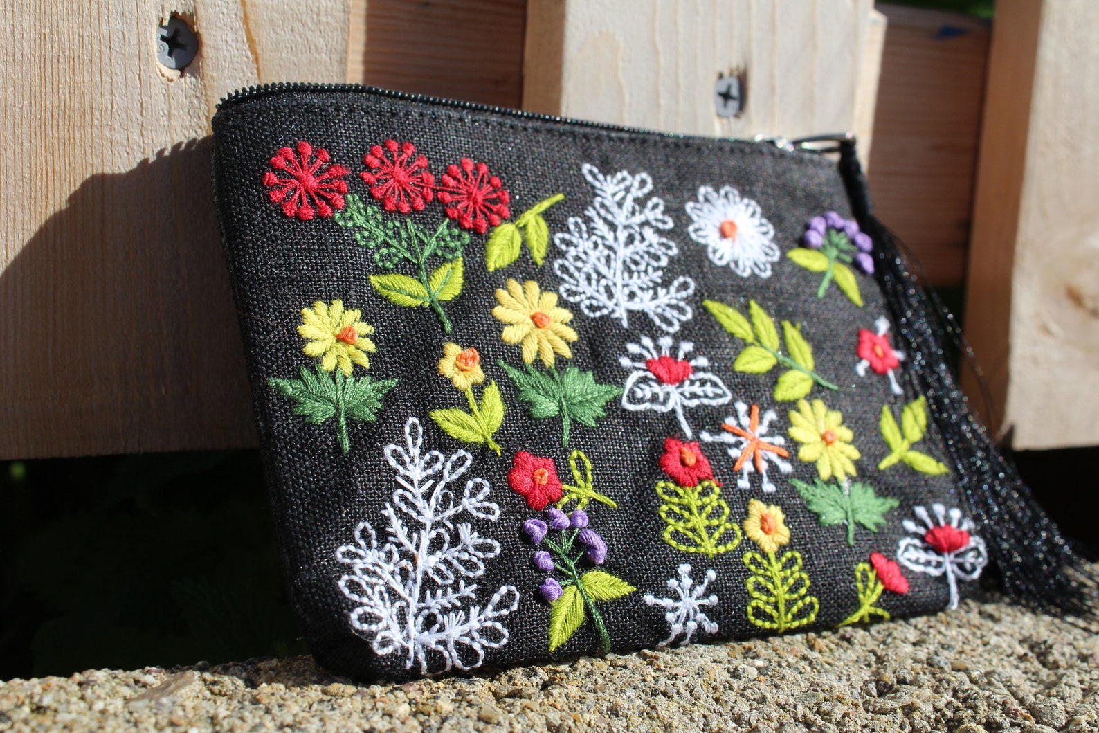Embroidered Coin Pouch With Zipper Embroidered Purse Floral - Etsy