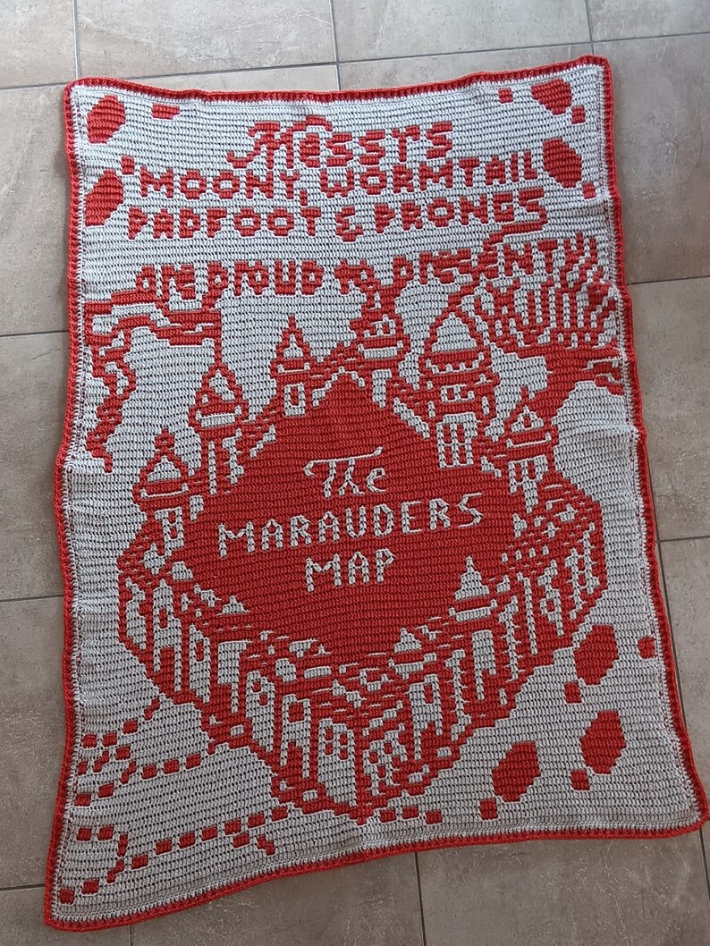 Marauders Map Mosaic Crochet Pattern Blanket - Etsy