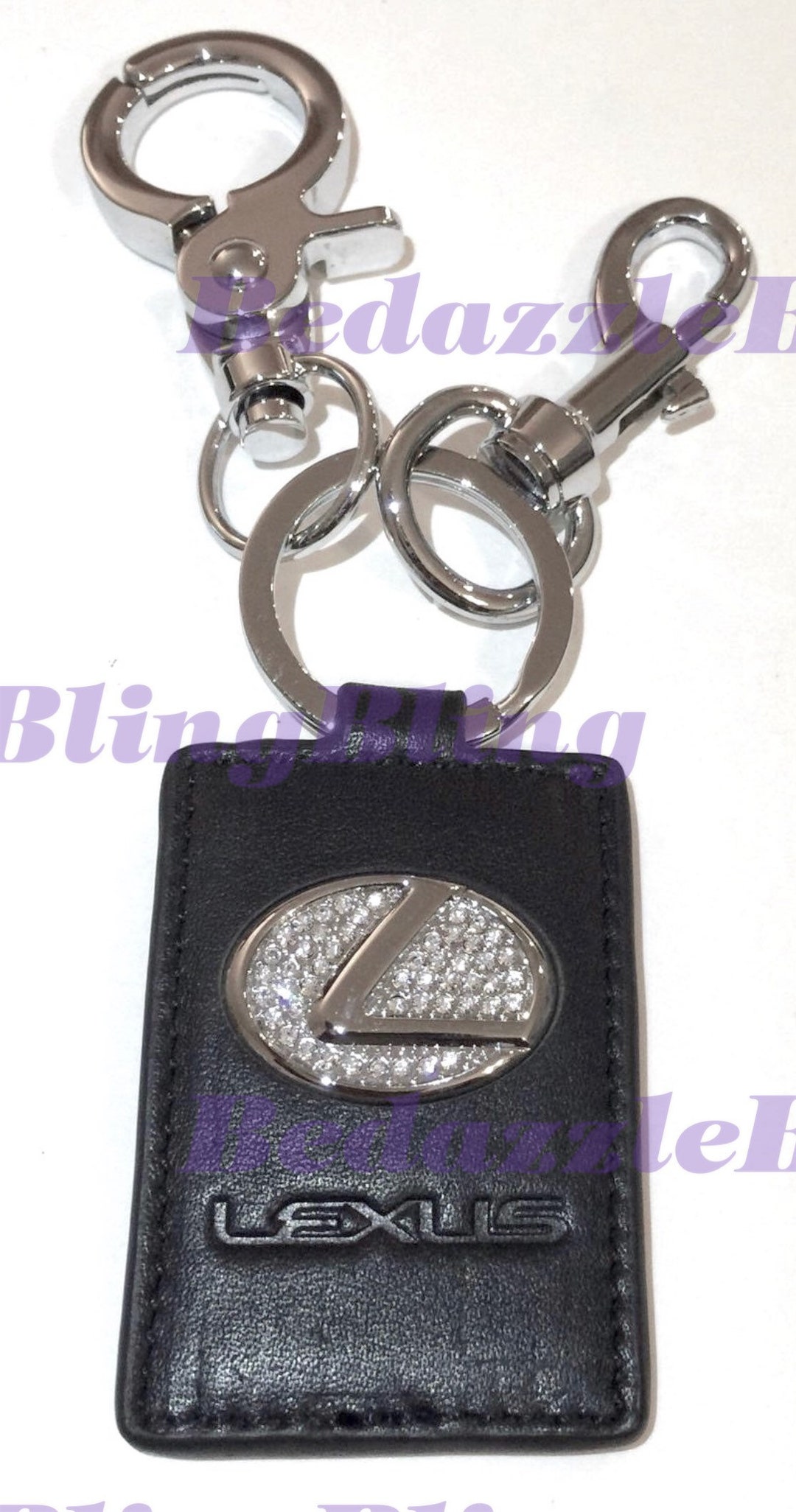Lexus Style Leather Keychain Holder Made W/ Swarovski Crystals - Etsy