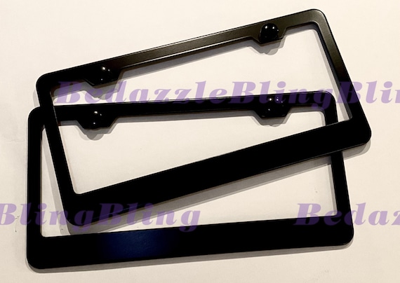 2X Black Stainless Steel License Plate Frame W/ Bolt Caps | Etsy