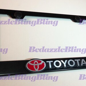 Toyota 3D Emblem Badge on Stainless Steel License Plate Frame W/ Bolt ...