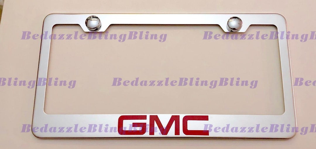 GMC on Stainless Steel License Plate Frame W/ Bolt Caps - Etsy