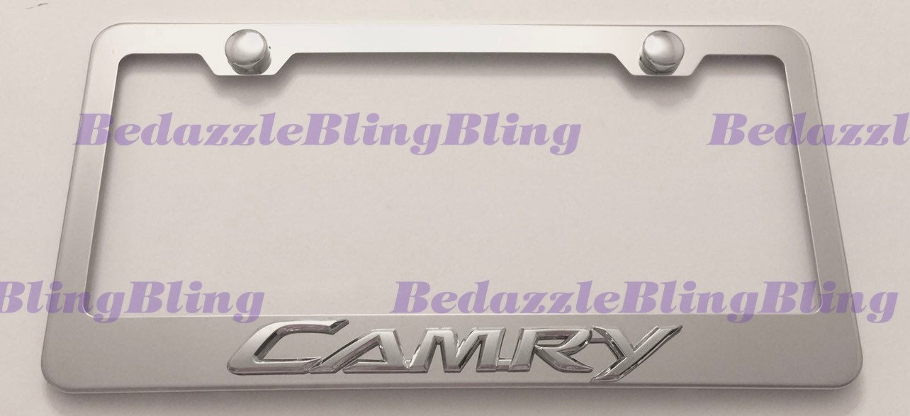 Camry Toyota 3D Emblem Badge on Stainless Steel License Plate Frame W ...