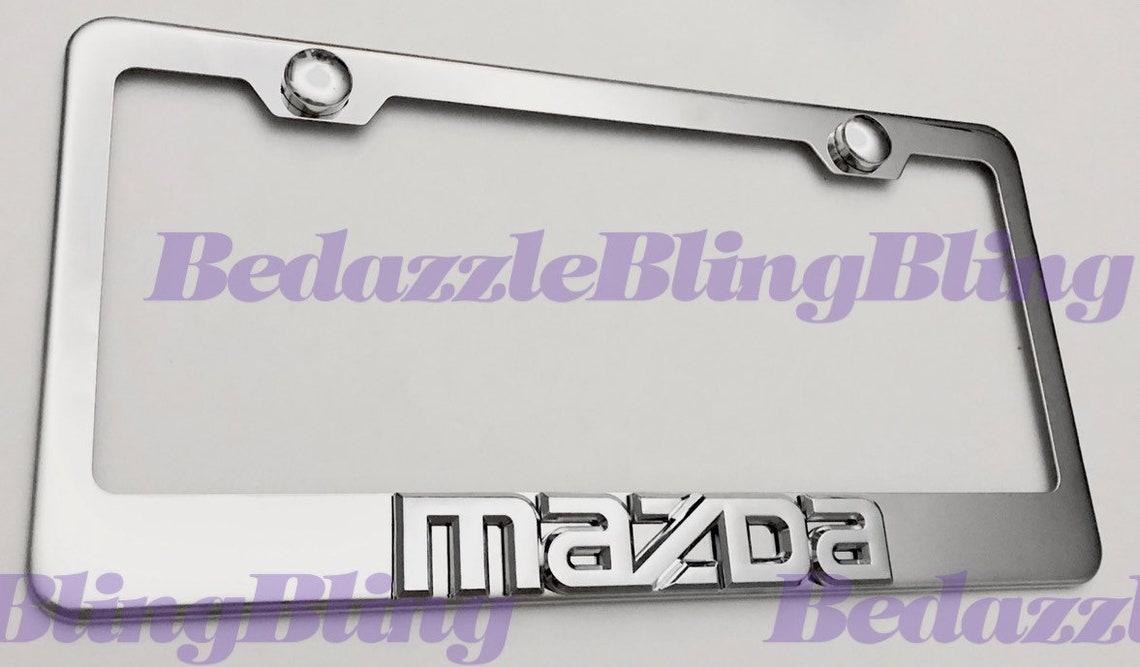 Mazda 3D Emblem Badge on Stainless Steel License Plate Frame W/ Bolt ...