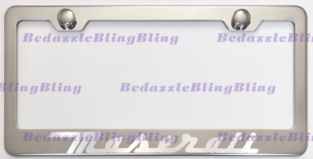 Maserati on Stainless Steel License Plate Frame W/ Bolt Caps - Etsy