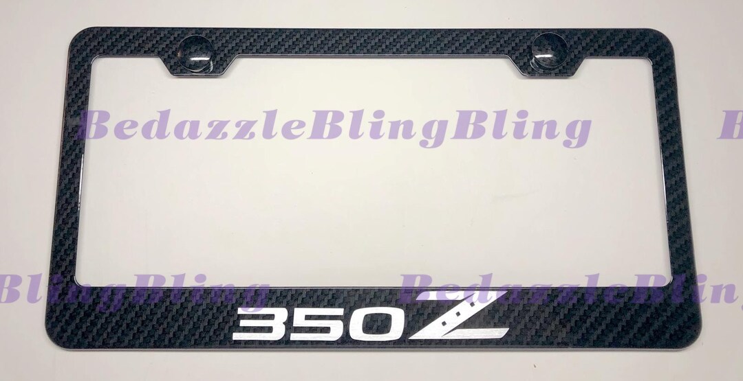 350Z Carbon Fiber Style License Plate Frame W/ Carbon Fiber Style Bolt ...