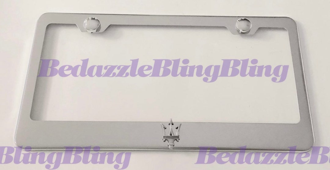 Maserati 3D Emblem Badge on Stainless Steel License Plate Frame W/ Bolt ...