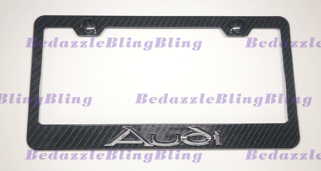 3D Audi Emblem on Carbon Fiber Style License Plate Frame W/ Carbon ...