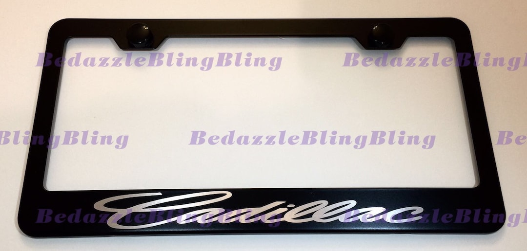 Cadillac on Stainless Steel License Plate Frame W/ Bolt Caps - Etsy