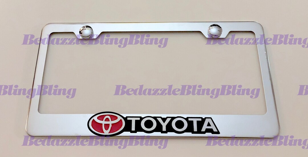 Toyota 3D Emblem Badge on Stainless Steel License Plate Frame W/ Bolt ...