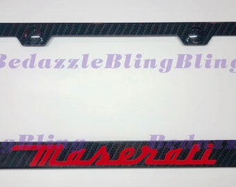 Maserati Carbon Fiber License Plate Frame W/ Carbon Fiber Bolt | Etsy