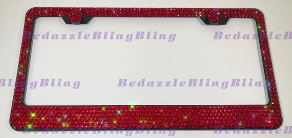6 Rows Dark Red License Plate Frame Bedazzle Holder Made W/ - Etsy