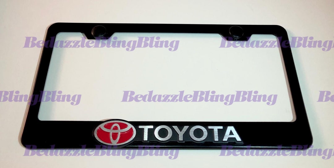 Toyota 3D Emblem Badge on Stainless Steel License Plate Frame W/ Bolt ...
