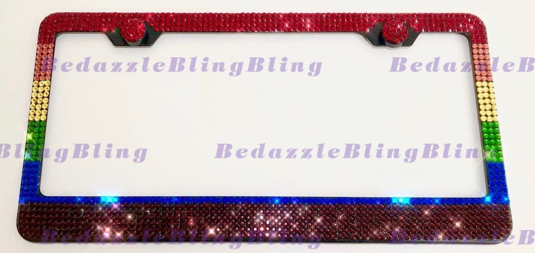 7 Rows Gay Pride LGBT License Plate Frame Bedazzle Holder Made W ...
