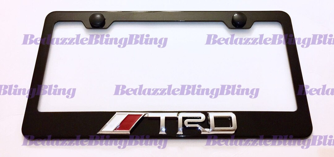 TRD 3D Emblem Badge on Stainless Steel License Plate Frame W/ Bolt Caps ...