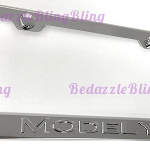 Model Y 3D Emblem Badge on Stainless Steel License Plate Frame W/ Bolt ...