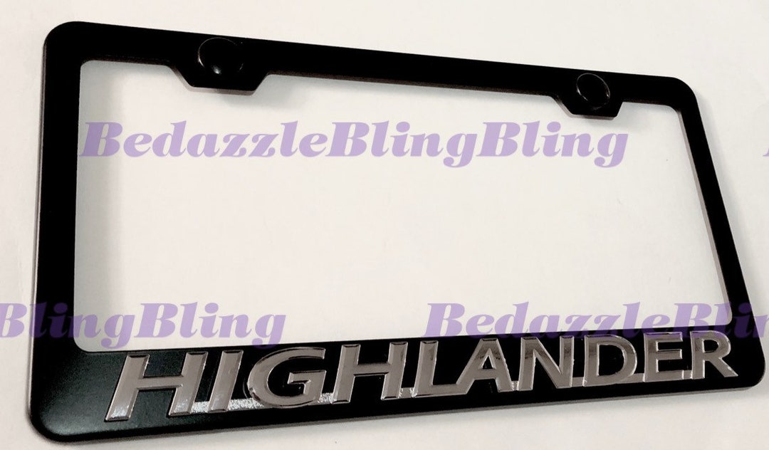 Highlander 3D Emblem Badge on Stainless Steel License Plate Frame W ...