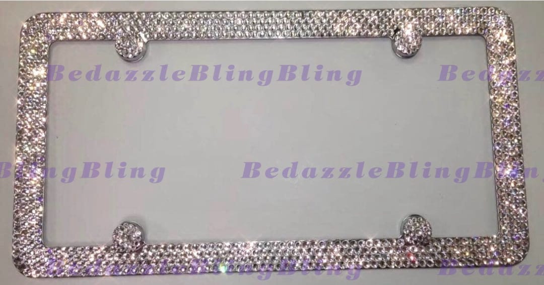 4 Rows Clear License Plate Frame Bedazzle Holder Made W/ Swarovski ...