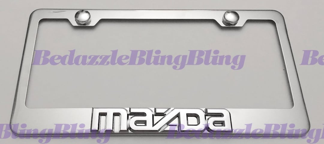 Mazda 3D Emblem Badge on Stainless Steel License Plate Frame W/ Bolt ...