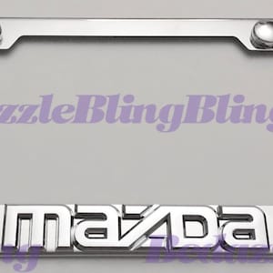 Mazda 3D Emblem Badge on Stainless Steel License Plate Frame W/ Bolt ...