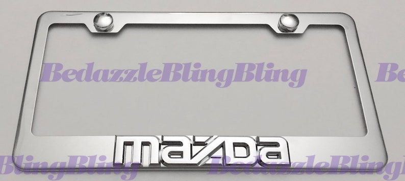 Mazda 3D Emblem Badge on Stainless Steel License Plate Frame W/ Bolt ...