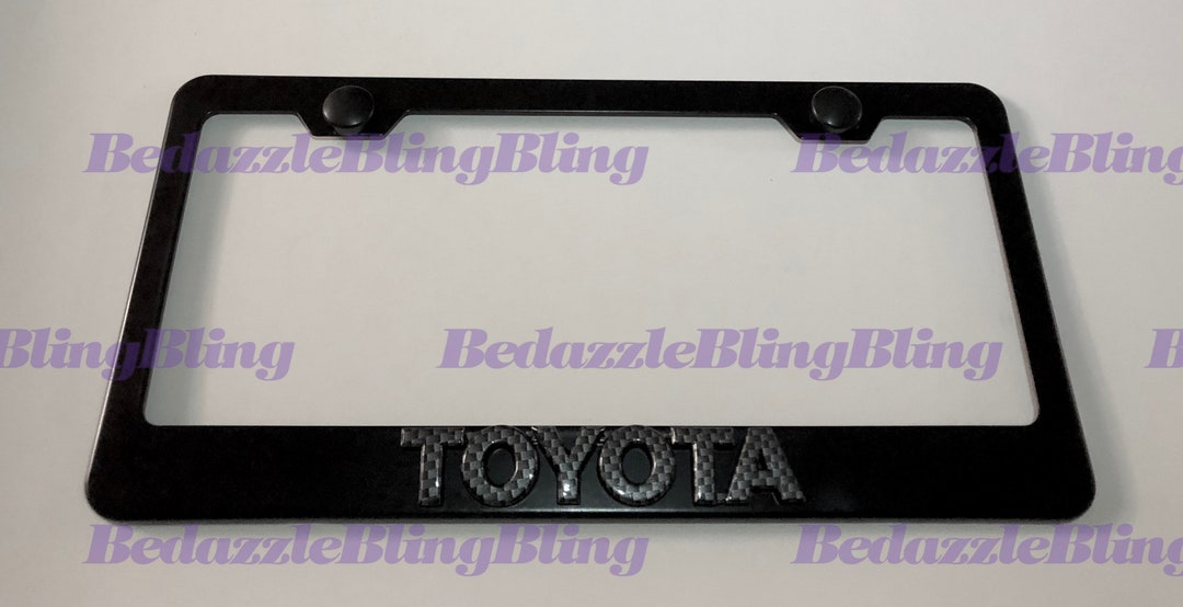 Toyota Carbon Fiber 3D Emblem Badge on Stainless Steel License Plate ...