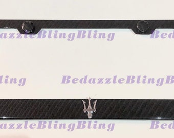 Maserati Carbon Fiber License Plate Frame W/ Carbon Fiber Bolt | Etsy