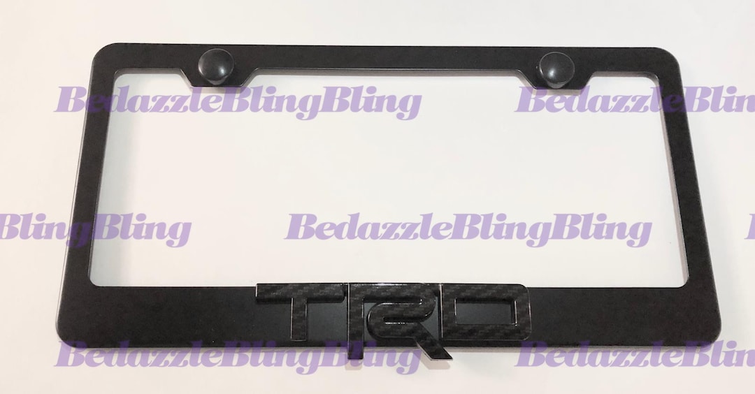 TRD Carbon Fiber 3D Emblem Badge on Stainless Steel License Plate Frame ...