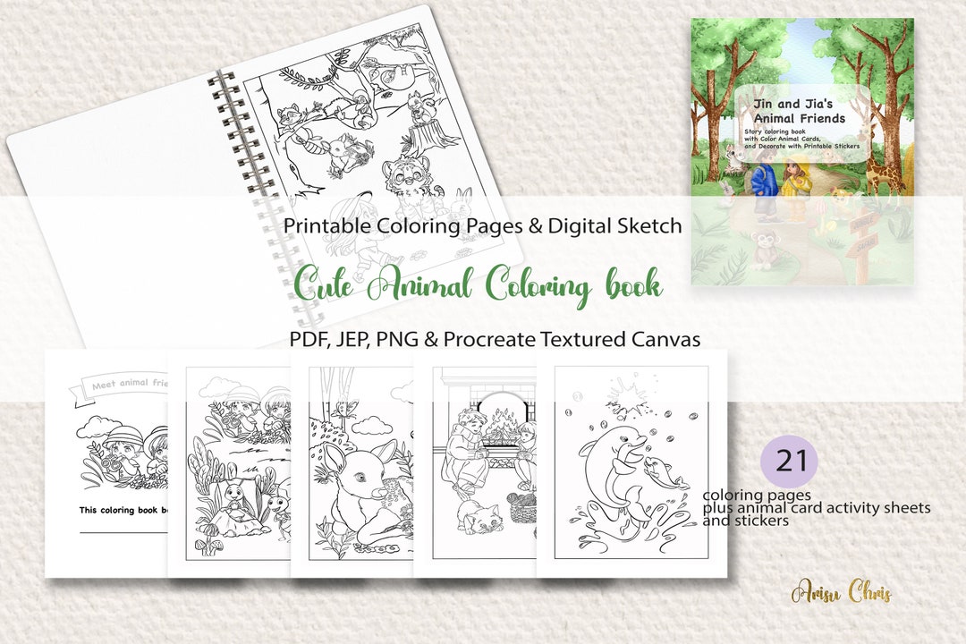 Hand-drawn Animals Coloring Pages With Activity Sheets and Printable ...