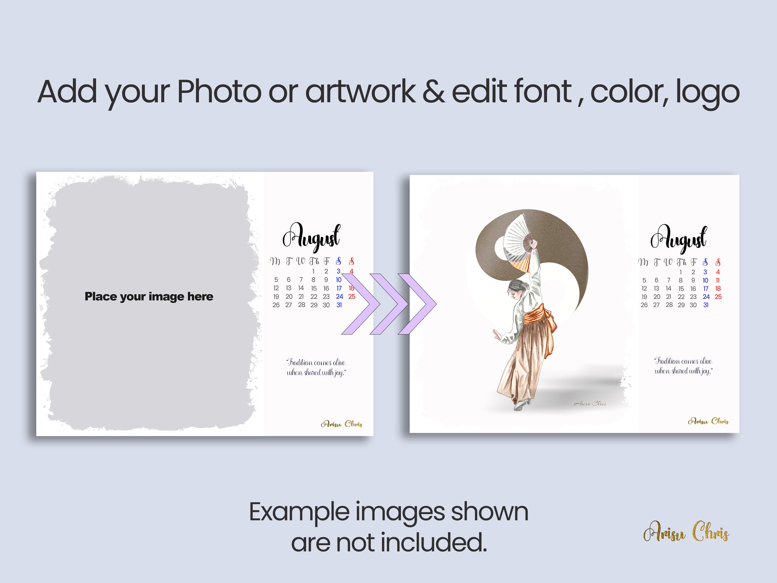 A4 11x8.5 Desk CALENDAR PSD Template Sunday & Monday Start Editable ...