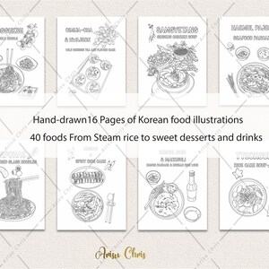 Korean Food Coloring Book: Hand-drawn Printable Pages (PDF, PNG, JPG ...