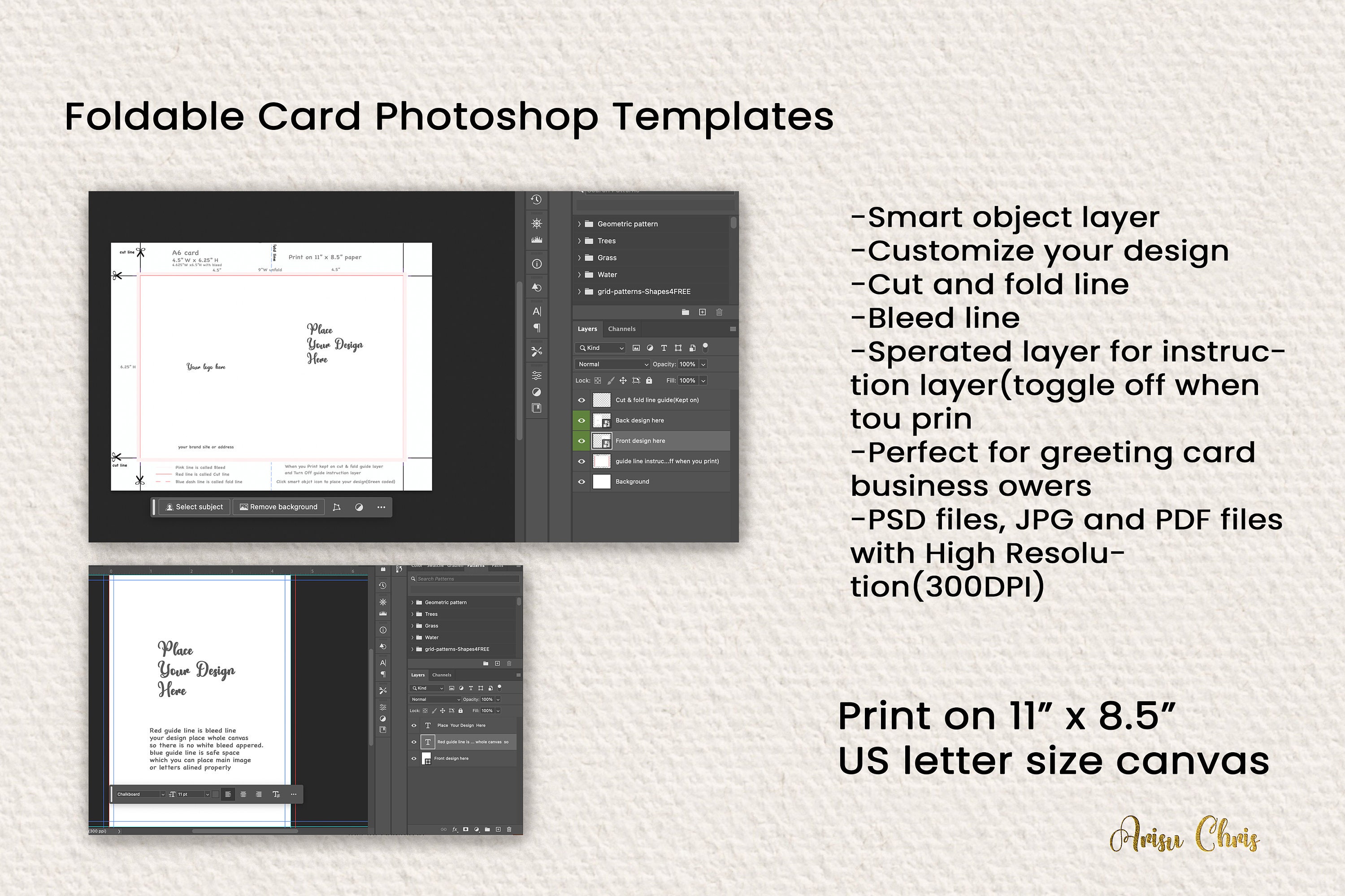 Diy, Customizable Greeting Cards and Envelopes Template Bundle | PSD ...