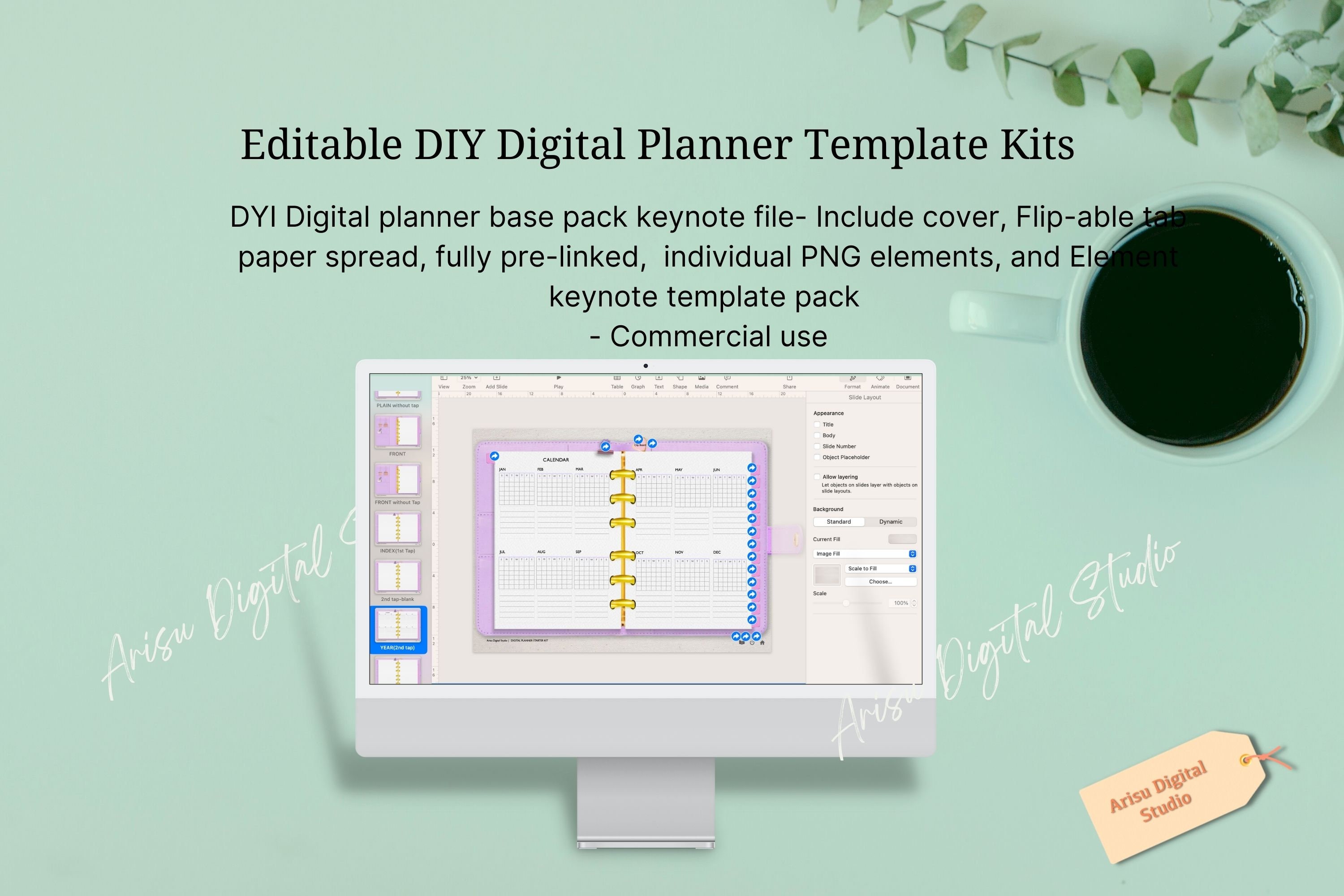 Editable Digital Planner Template Kit: DIY Keynote Planner (commercial ...
