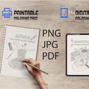 Korean Food Coloring Book: Hand-drawn Printable Pages (PDF, PNG, JPG ...