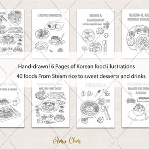 Hand-drawn Korean Food Coloring Pages, Printable Coloring Book ...