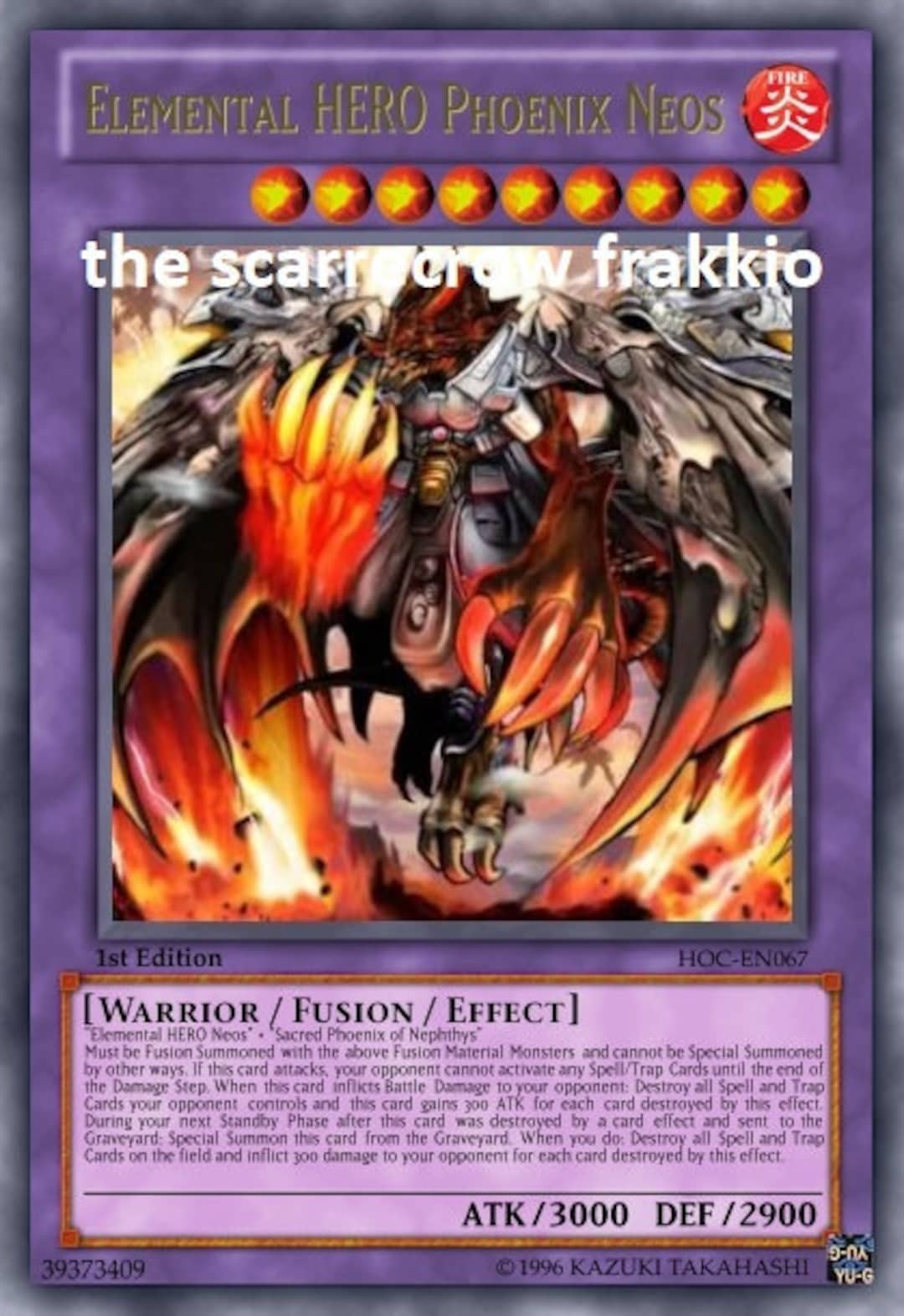 Elemental HERO Phoenix Neos Orica Custom Card Dragon Obelisk Tormentor ...