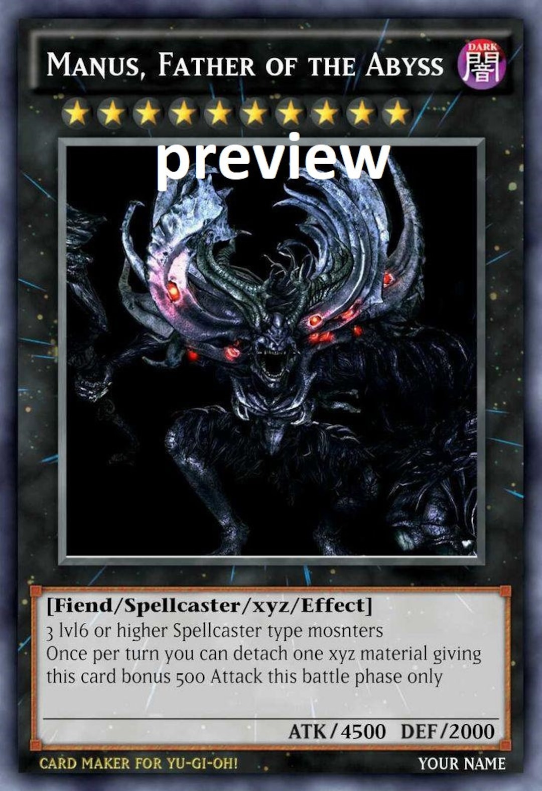 Manus Father of the Abyss Orica Custom Card Obelisk Tormentor - Etsy