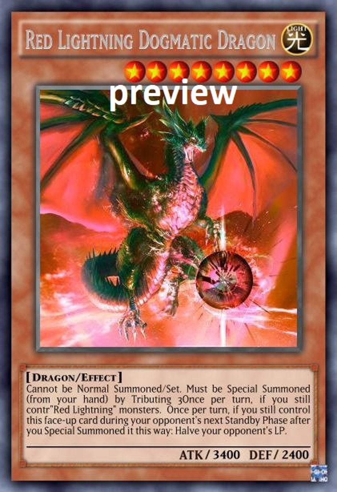 Red Lightning Dogmatic Dragon Orica Custom Card Obelisk Tormentor ...