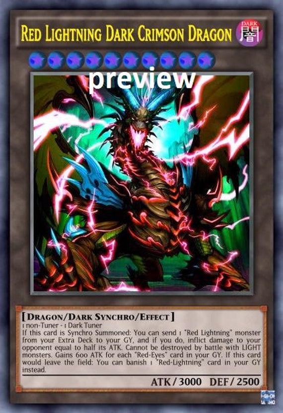 Red Lightning Dark Crimson Dragon Orica Custom Card Obelisk | Etsy