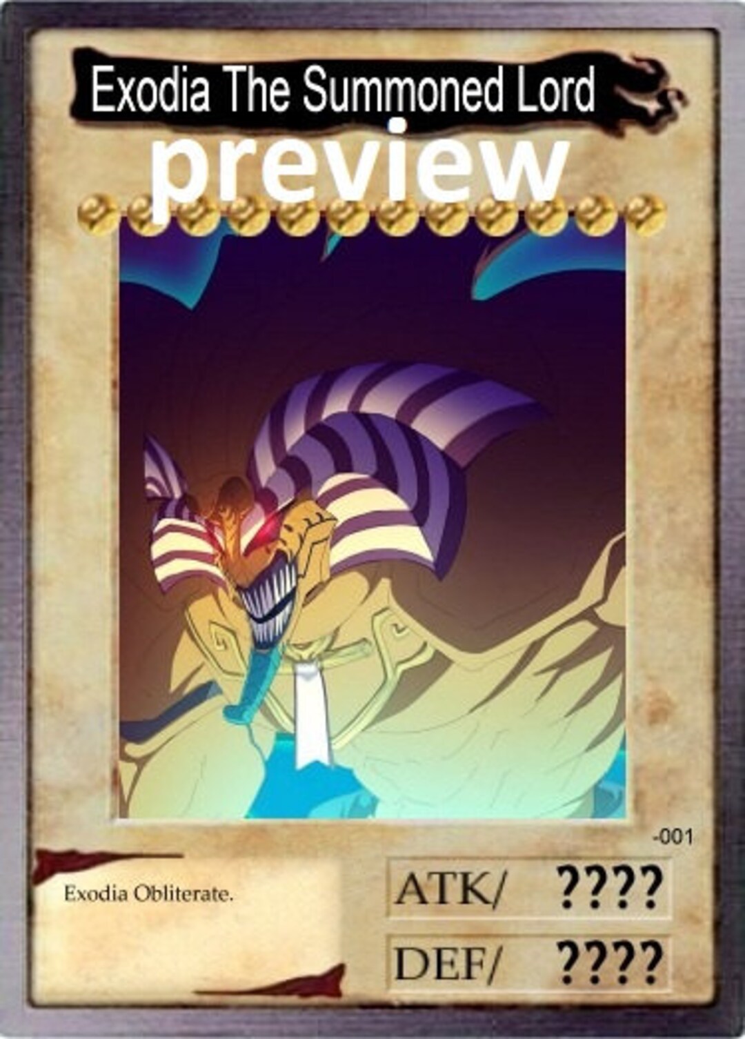 Exodia the Summoned Lord Bandai Edition Orica Custom Card Obelisk ...