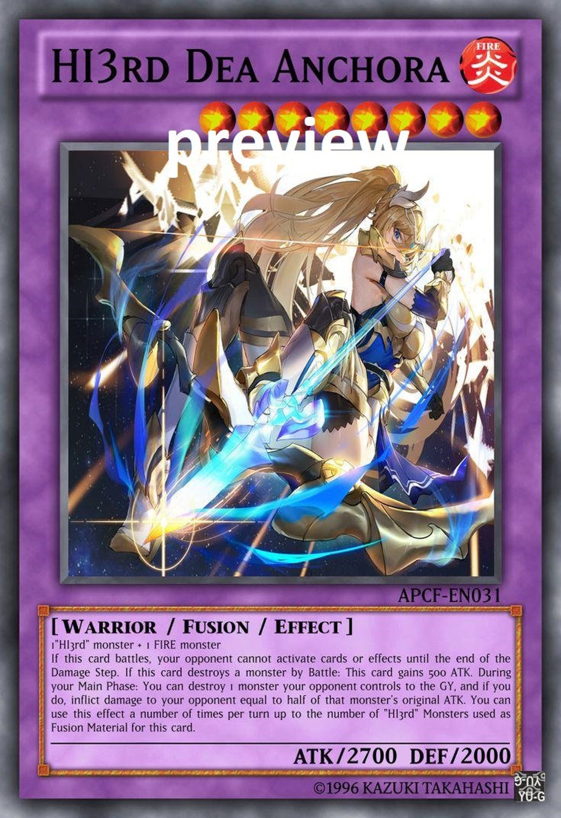 Hi3rd Dea Anchora Orica Custom Card Obelisk Tormentor Winged Dragon of ...