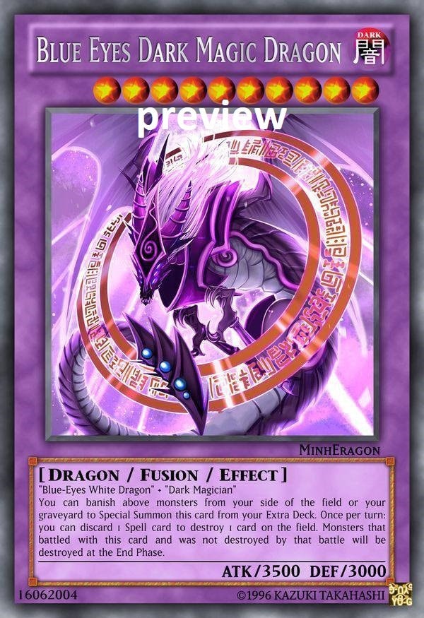Blue-eyes Dark Magic Dragon Orica Custom Card Obelisk Tormentor Winged ...