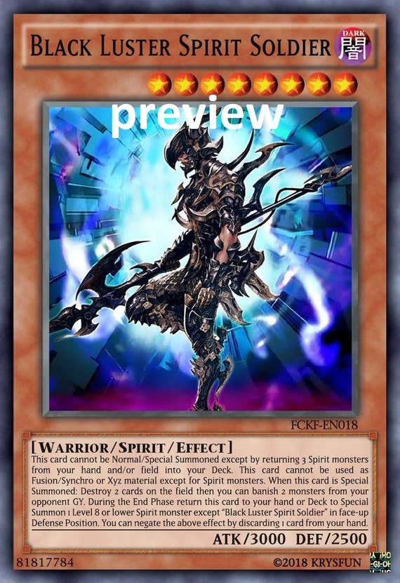 Black Luster Spirit Soldier Orica Custom Card Obelisk | Etsy